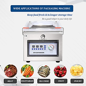 P PBAUTOS Chamber Vacuum Sealer Machine, with Micro Computer Control and Tight Buckle Design, DZ320 110V/60Hz Food Packaging Sealer Machine, Applied in Home Kitchen and Commercial Use