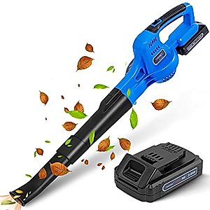 WISETOOL 20V Cordless Leaf Blower with Battery and Charger, Leaf Blower Battery Operated, Rechargeable Electric Handheld Leaf Blowers Variable Speed with 2 Tubes for Patio, Leaves and Snow Blowing