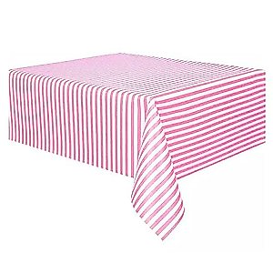 Vpang 2 Pcs Striped Plastic Print Tablecloths Disposable Table Cover Thickened Rectangle Tablecover, Kitchen Picnic Wedding Birthday Party Table Covers, 54"x108" (Pink Stripe)