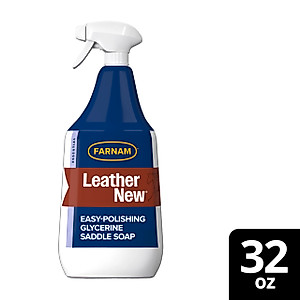 Farnam Leather New Easy-Polishing Glycerine Saddle Soap and Leather Saddle Cleaner, Protects and Preserves Leather, Cleans, Conditions and Polishes, 32 Oz.