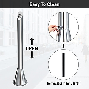AIWFL Stainless Steel Butt Receptacle Disposal Outdoor Floor Standing Ash Bin Commercial Trash Can for Homes Offices Restaurants Bars Convenience Stores