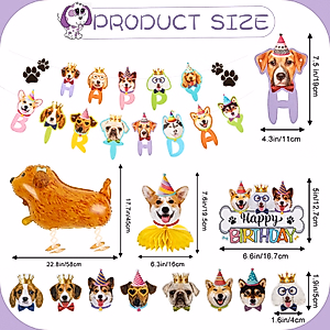 39 Pcs Dog Birthday Decorations Dog Birthday Party Supplies Puppy Party Favors, 2 Pcs Happy Birthday Banner 3 Pcs Birthday Honeycombs 9 Pcs Dog Balloons and 25 Pcs Cupcake Toppers for Kid Dog Lover