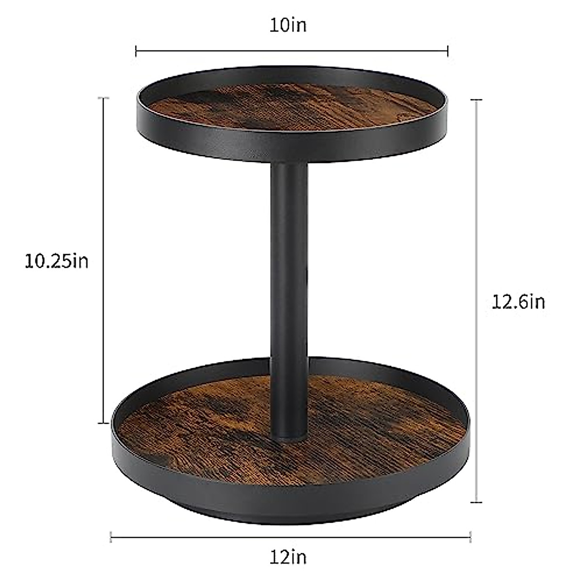 YINMIT 2 Tier Lazy Susan Organizer, Farmhouse Decor Tiered Tray Stand, Countertop Spice Rack Turntable Organizer, Circle Rotating Lazy Susan Turntable for Kitchen Countertop and Cabinet (10''+12'')