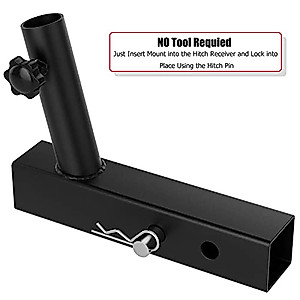Universal 2 Inches Hitch Flag Pole Holder - Compatible with Jeep, SUV, RV, Pickup, Truck, Camper, Trailer. Anti-Wobble Screws and The Angled Holder Design
