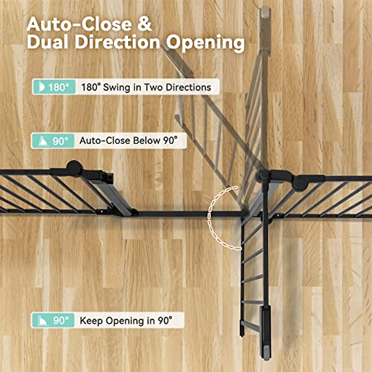 COMOMY 198" Baby Gate Extra Wide, Dog Gate Pet Gate for House Stairs Doorways Fireplace, Adjustable 3 in 1 Play Yard Child Safety Gate, Auto Close, Hardware Mounted (30" Tall, Black)