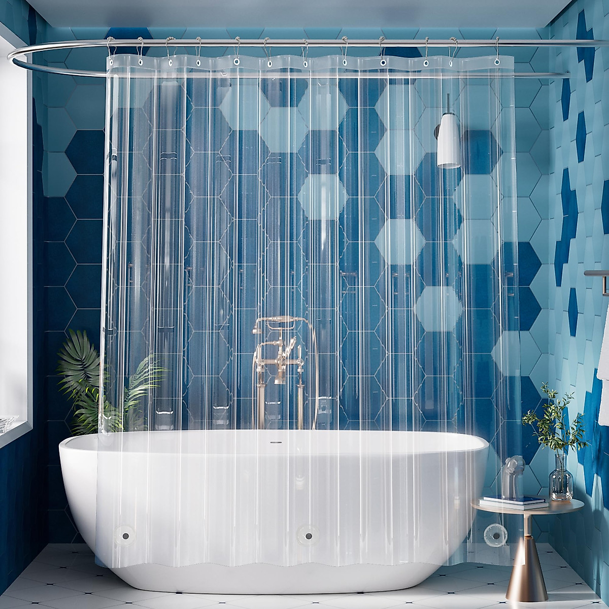 Titanker Clear Shower Curtain Liner, 72 x 72 Plastic Shower Liner Lightweight PEVA Shower Curtain Liner for Bathroom, Waterproof Shower Liner with Magnets and Rustproof Grommet Holes