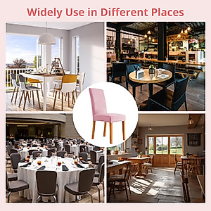 2 PCS Stretchy Chair Cover, Pink Velvet Chair Cover, Removable Dining Chair Slipcover, Washable Chair Protector, Universal Chair Cover for Dining Rooms, Living Rooms, Cafes, Restaurants, Hotels