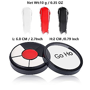 Go Ho Makeup Clown White Black Red Face Paint,3 IN 1 Colors Wheel for Clown Makeup Special Effects,Zombie Vampire Skeleton for Halloween Costume and Body Paint