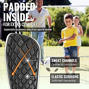 Soccer Shin Guards for Men incl. Sleeves with Optimized Insert Pocket - Protective Soccer Equipment for Kids Adults (Black L)