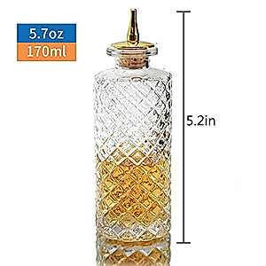 Suprobarware Bitters Bottle - Diamond Bitter Bottle for Cocktail, 5.8oz / 170ml, Glass Dashes Bottle with Zinc Alloy Dasher Top - NKJP0001