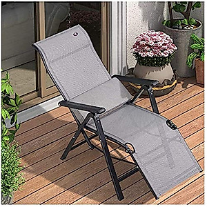 ガードレール Recliners Folding Garden Loungers Adjustable Sun Lounger Chair Sunbed with Free Lumbar Pillow for Beach Pool