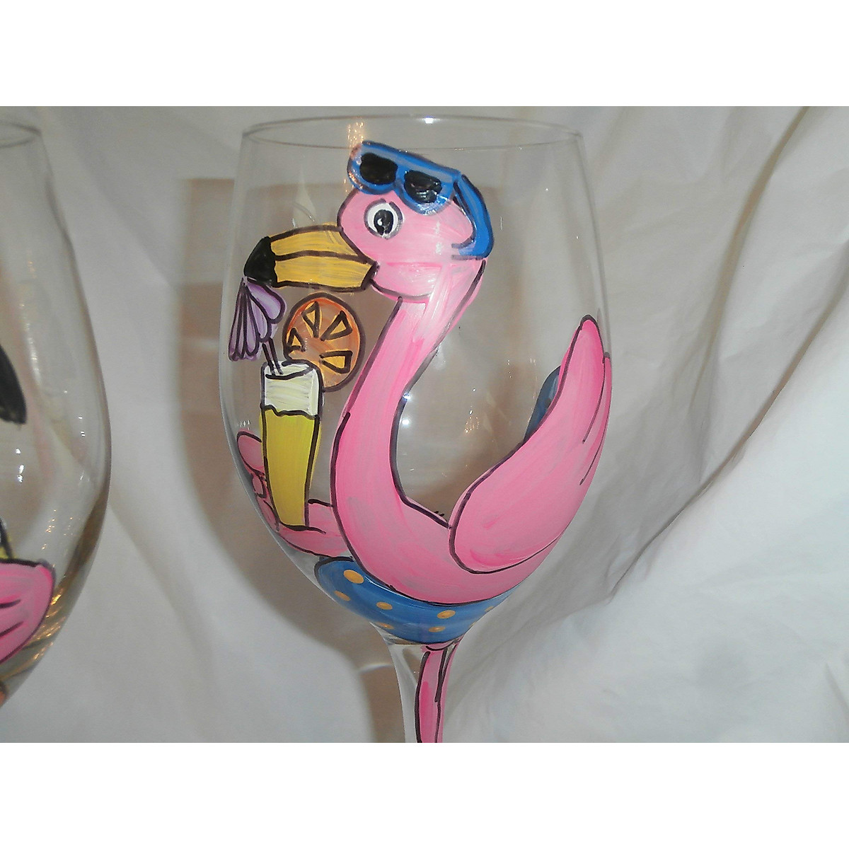 Hand painted beach Flamingos. Set of 4. 2 male and 2 female.