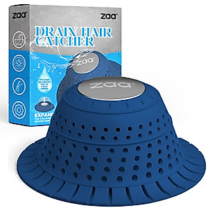 Upgraded 3in1 Kitchen Sink Drain Strainer & Sink Stopper, Bathtub Drain Hair Catcher, Silicone Collapsible 1 Pack Drain Protector