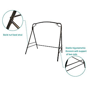 Ochine Swing Frame Outdoor Porch Swing Stand Metal Porch Swing Stand with Antique Bronze Finish Heavy Duty Steel Swing Frame with Extra Side Bars Powder Coated Hanging Swing Frame Set (Ship from USA)