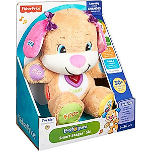 Fisher-Price Laugh & Learn Baby & Toddler Toy Smart Stages Sis Interactive Plush Dog With Music Lights & Learning Content For Ages 6+ Months