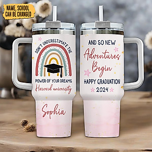 Hyturtle Personalized Tumbler Class Of 2025 - Graduation Drinking Gifts For Her - Grad Inspirational Gifts For Graduate College School Masters Degree - Stainless Steel Travel Coffee Cup 40oz With Lid