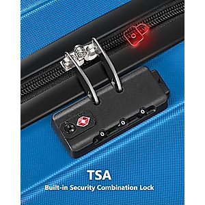 SunnyTour Hardside Luggage Sets with Tag, Luggage 3 Piece Set with Double Spinner Wheels, 28" Expandable Checked Luggage, Blue