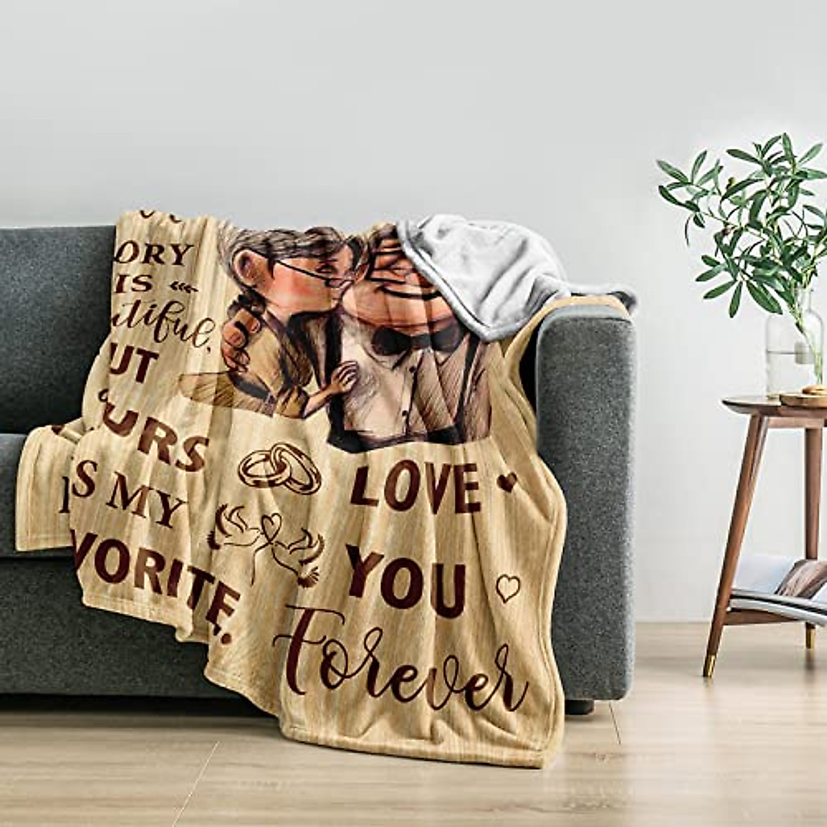 Wedding Anniversary Blanket Gifts for Him Her Wife Husband Men, Best Romantic Anniversary Marriage Gift for Couple Mom Dad Parents, Happy Anniversary for Girlfriend Boyfriend Gifts Blanket 60"X 50"