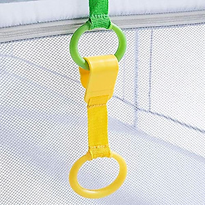 Baby Pull up Rings,Baby Standing Walker Crib Tool Ring 4 Pieces Universal Ring Baby playpen Crib Hook Baby Toy Bed Ring Help Baby Stand Universal Ring Walking Training Tool