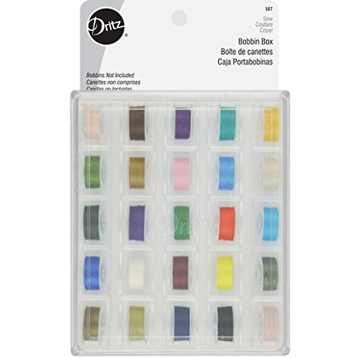 Dritz Box with Foam Insert Bobbin Set, 25, Assorted