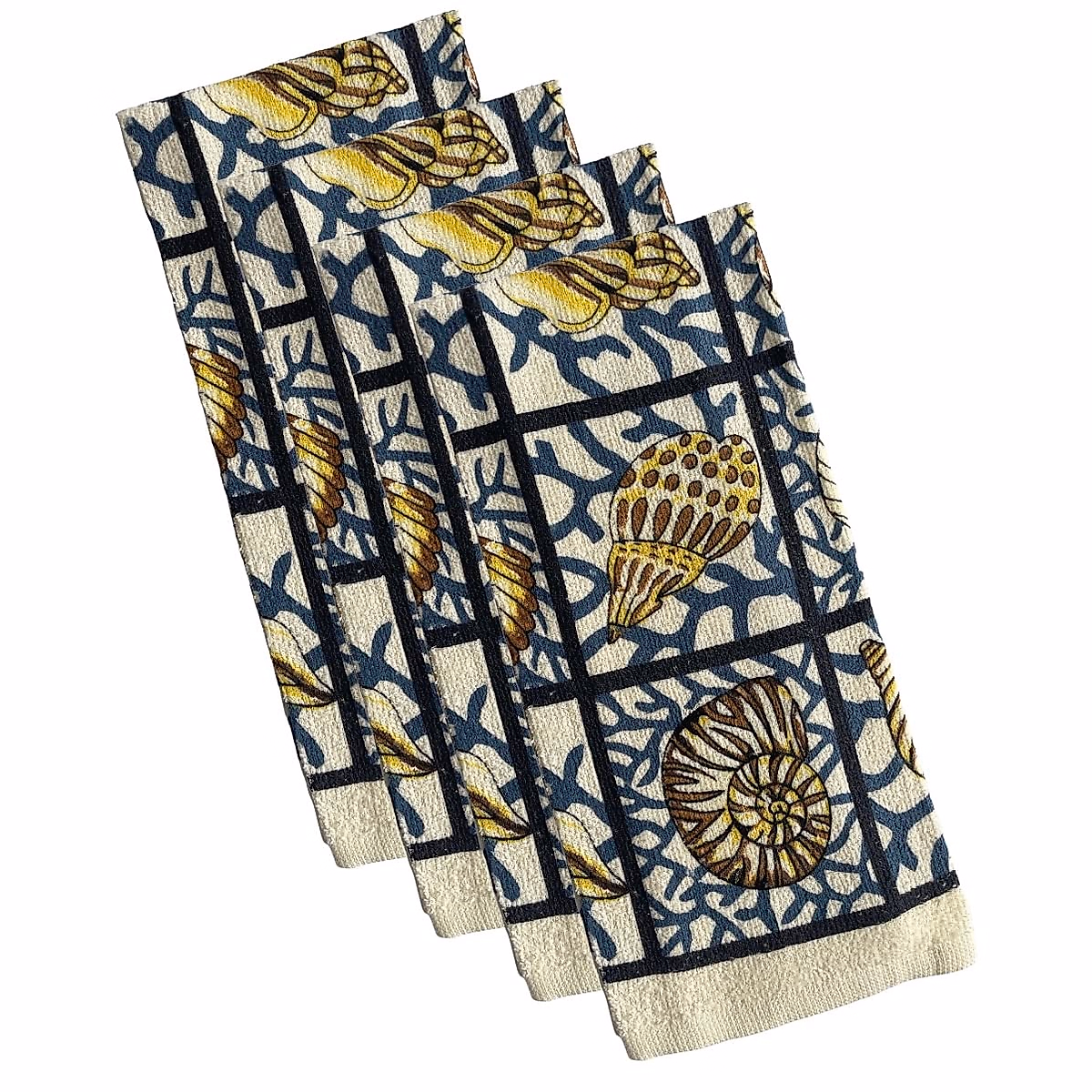 Petal Cliff Set of 4, Nautical Coastal Seashell Design Kitchen Towels Dish Towels Kitchen Towels for Kitchen Decorative Size: 15 x 25 inch.
