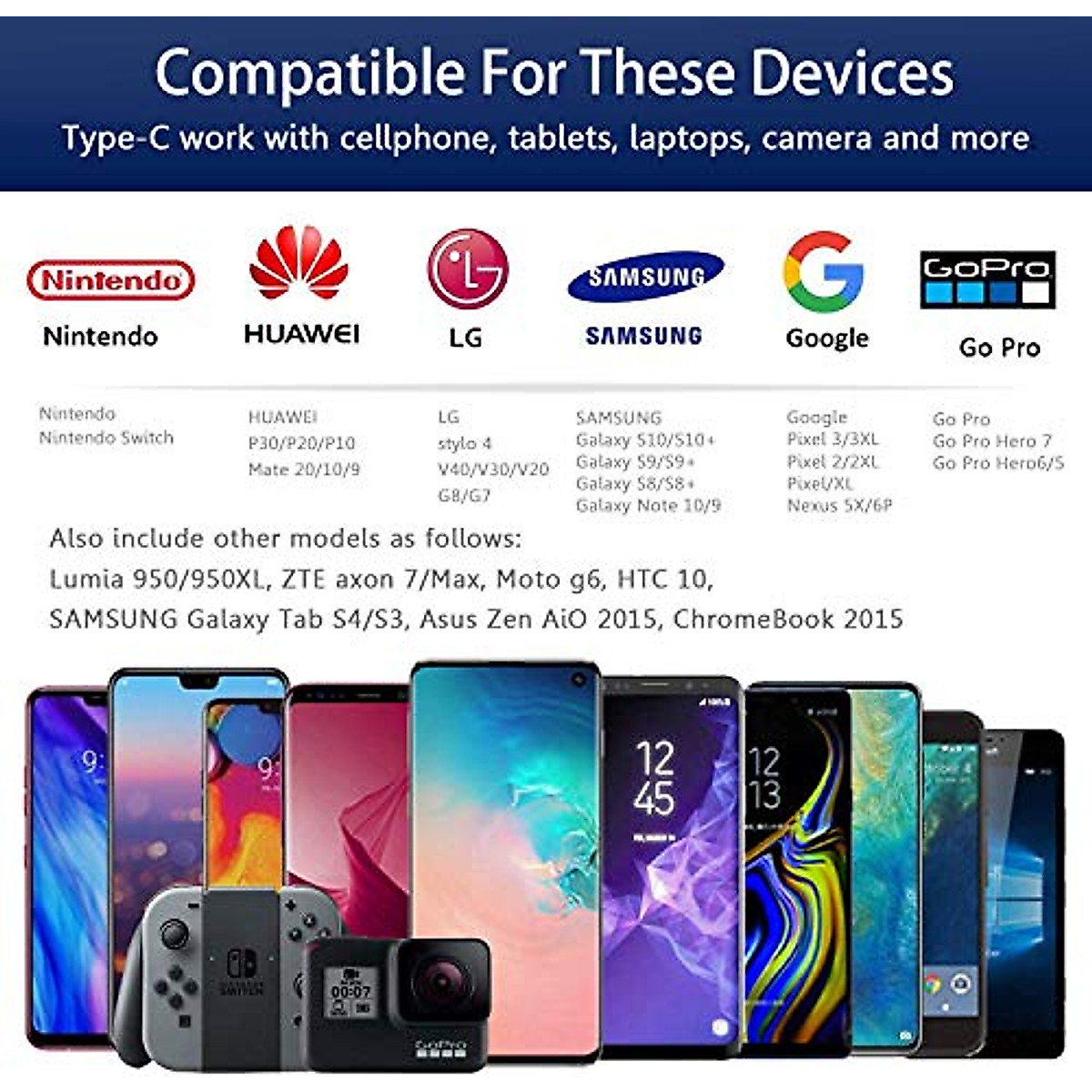 USB C Cable 15ft, Extra Long USB Type C Fast Charging Cable Durable Nylon Braided USB A to USB C Cable Compatible with Samsung S10/S9/S8/S7/S20/A10/A20/A50/A51/Note9/Note8, LG V50 V40 V20, Black