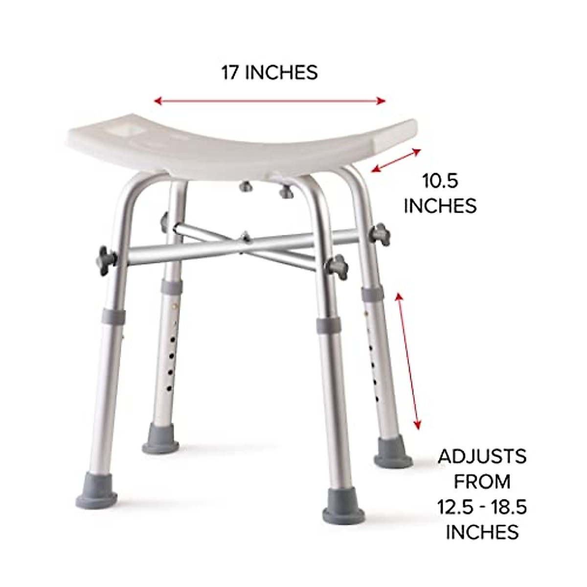 Dr. Kay’s Adjustable Bath Chair with Unique Heavy Duty Crossbar Supports, Shower Stool, Bathroom Chair, Safety Handicap Shower Chair for Inside Shower Seat, Shower Bench, 350 lb Capacity