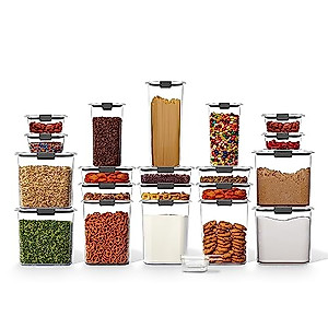 Rubbermaid Brilliance BPA Free Food Storage Containers with Lids, Airtight, for Kitchen and Pantry Organization & Brilliance BPA Free Food Storage Containers with Lids, Airtight