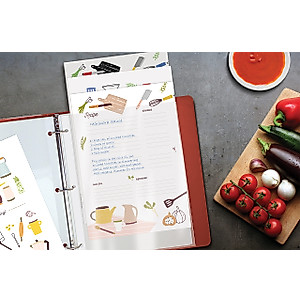 Recipe Sheet Protectors Full Page, 8.5 x 11 inch, 30 Pack, Heavyweight, Top Load, by Better Kitchen Products, Page Protector Binder Sheets, 3-Hole Punched, for Recipe Binders, 30 Pack