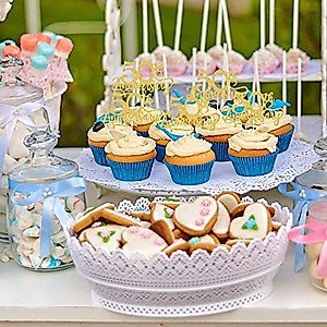 LECAKTO 24Pcs Gold Glitter 50th Anniversary Cupcake Topper Happy 50th Cheers to 50 Years Cupcake Topper 50th Birthday Wedding Anniversary Party Decoration Suppliers