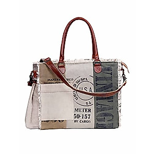 Ruzioon Upcycled Canvas & Cowhide Hand Bag, Canvas & Cowhide Weekender Bag, Canvas Tote Bag, Canvas Shoulder Bag for Women’s