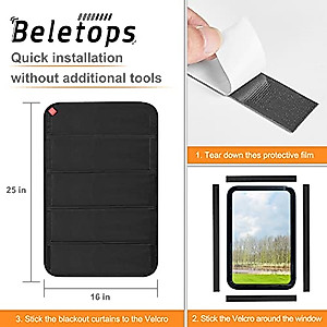 Beletops Foldable Velcro RV Door Window Shade，Camper Door Shade， Thin Shade Ready RV Window Shade，Blocking The Sun's Rays Makes The Interior of The RV Dark for RV Accessories Shade【25''x16''】 Black