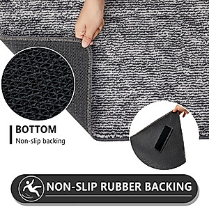 REFETONE Indoor Doormat, Front Door Mat 20"x32" Absorbent Rubber Backing Non Slip Back Door Mats, Machine Washable Low-Profile Entry Rug, Resist Dirt Inside Floor Mat Door Rugs for Entryway, Dark Grey
