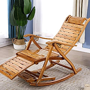 FKSDHDG Folding Rocking Chair Armchair W/Footrest&Massage Mahogany Finish Foldable Rocker Outdoor Patio Furniture Chair Recliner