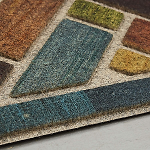 Mohawk Home Entryway Door Mat 2' x 4' All Weather Doormat Outdoor Non Slip Recycled Rubber, Woodblock Garden Tile Multicolor