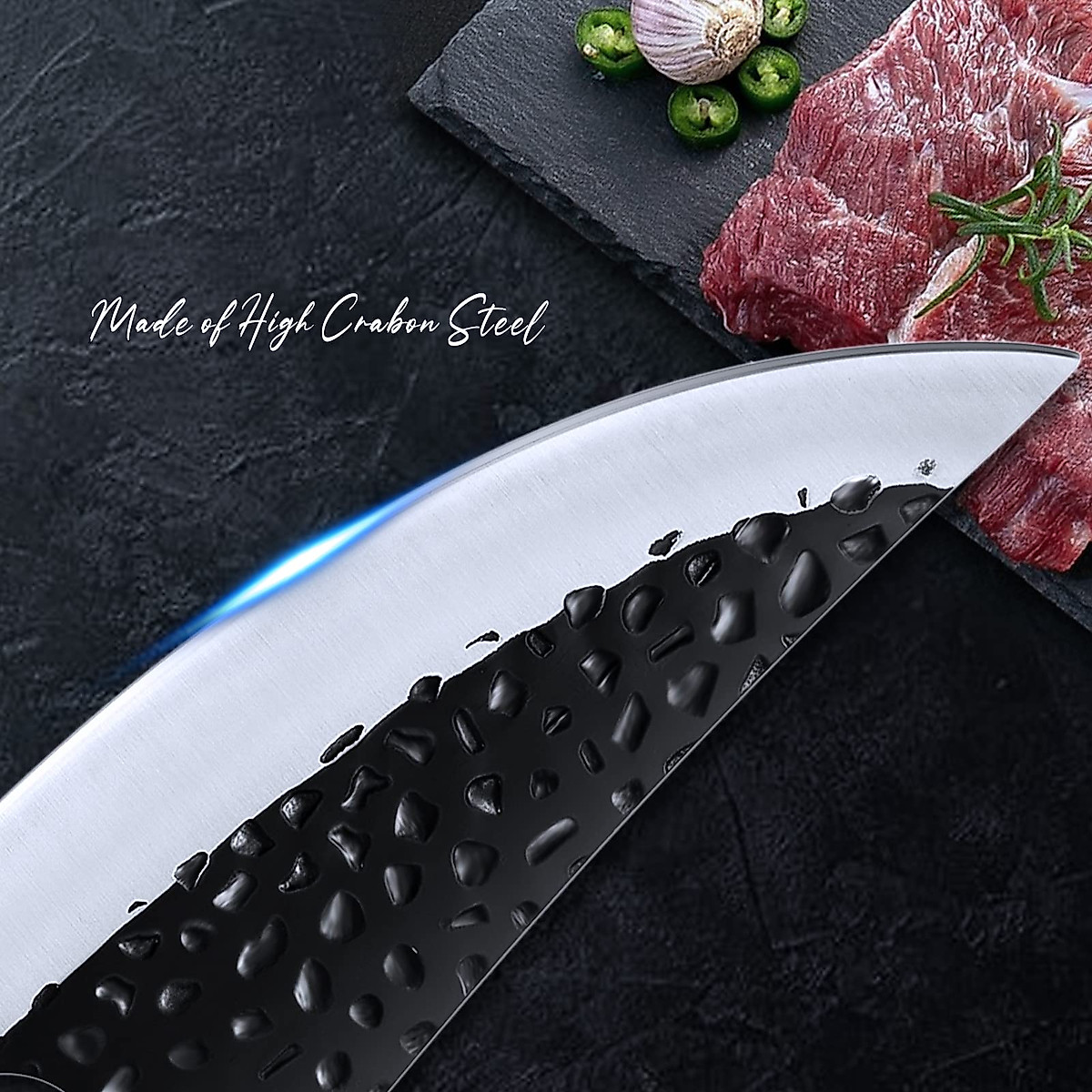 shajwo Viking Knife Meat Cleaver Knife Chef Knives Hand Forged Boning Knife with Sheath Butcher Knives High Carbon Steel Fillet Knife for Kitchen,Camping,Outdoor,BBQ