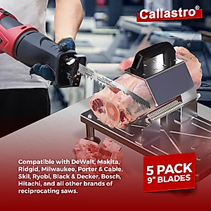 Caliastro 9-Inch Stainless Steel Frozen Meat Bone Cutting Saw Blades for Reciprocating and Sawzall Saws 5-Pack