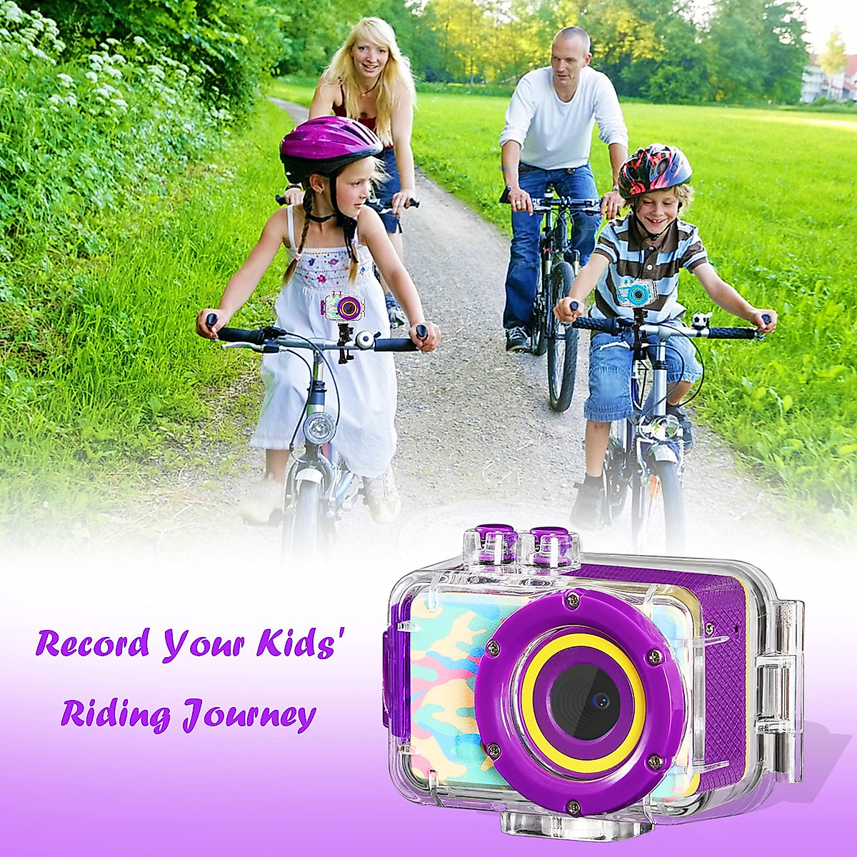 Luoba Kids Camera Waterproof Toddler Digital Camera for Kids 3 4 5 6 7 8 Year Old Children Underwater Cameras Toys Age 3-8 Girls Boys Birthday Gifts Mini HD Sport Recorder with 32GB Card(Purple)