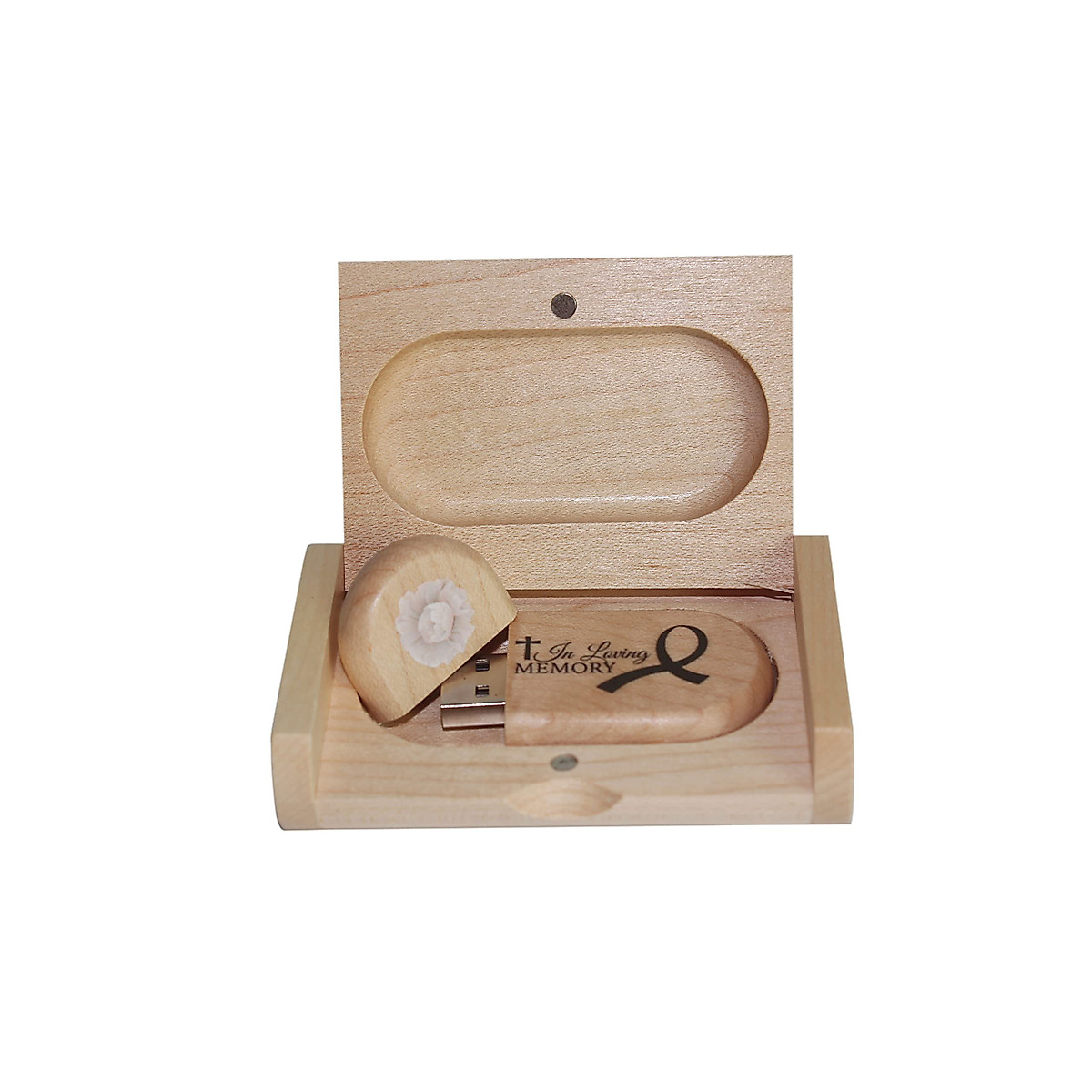 Custom Sympathy Condolence Gift 8GB Wood USB Flash Thumb Drive with Box for Loss of Loved One, Memorial Bereavement Gift 8GB USB Memory Stick for Loss of Father/Mother/Husband/Wife - 8GB Maple X 1PC