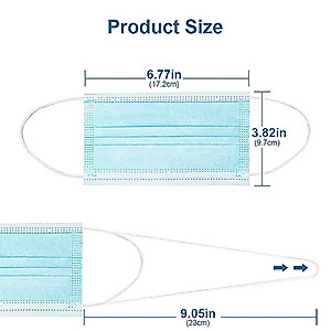 HSDZ 50PCS Bulk Face Masks for Women, Breathable 3 Ply Disposable Face Mask with Elastic Earloop Adult Mouth Cover for School Office Supplies(Blue)