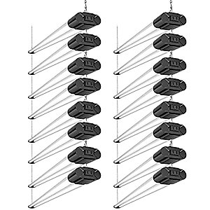 BBOUNDER 16 Pack Linkable LED Utility Shop Light, 4 FT, 6500K Cool Daylight, 4400 LM, 48 Inch Integrated Fixture for Garage, 40W Equivalent 250W, Surface + Suspension Mount, Black