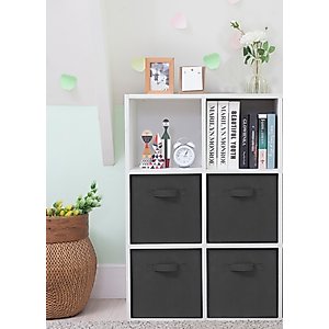 STORAGEIDEAS Storage Cubes, 11 Inch Cube Storage Bins, Set of 4, Fabric Foldable Storage Bins with Handles, Closet Storage Organizer Bins, Cubby Clothing Storage Baskets for Shelves, Black