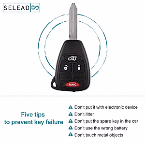 SELEAD Flip Key Fob 4 Buttons Keyless Entry Remote SHELL CASE for 04-12 for Chrysler 200 Sebring Pacifica for Dodge for Avenger for Jeep for Compass Antitheft OHT692713AA 2pc US Stock