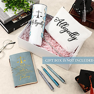 Domensi 6 Pcs Funny Allegedly Lawyer Gifts Judge Gift Lawyer Appreciation Day Gift 20 oz Marble Sign Tumbler Makeup Bag Notepad Ballpoints for Law Paralegal School College Teacher(Blue)