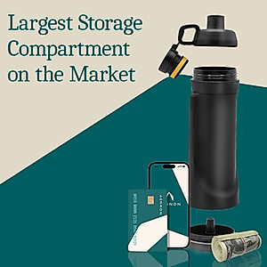 Diversion Water Bottle 13.5oz - Biggest Hidden Wallet Compartment - Best For Travel Or Hidden Safe For The Home - BPA Free Black Diversion Safe Storage