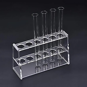 BIPEE 12 Sockets Clear Acrylic Test Tube Rack fit for 10ml, 25ml, 50ml, 100ml Test Tube (12 Hold 10ml)