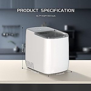 Ice Maker Countertop with Self-Cleaning, 45lbs/24H, 2 Sizes of Bullet-Shaped Ice in 6 Mins, Compact Ice Machine with Ice Scoop/Basket, Perfect for Home Kitchen Party Camping Bar Office