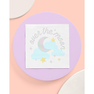 xo, Fetti Over the Moon Napkins - 3-ply, 50 pcs | Baby Shower Decoration, Kids Birthday Tablescape, Gender Reveal Party, Mom to Be Dinner Setting, Bday Decor