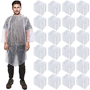 Pasimy 150 Pcs Disposable Rain Ponchos Bulk for Adults Emergency Ponchos with Hood for Man Women Travelling Camping Hiking(Clear)