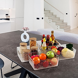 Jandson Clear Plastic Storage Bin, 4 Pack Pantry Organizer Containers